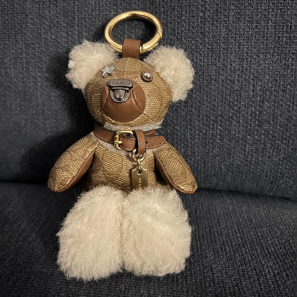 Coach Leather Teddy Bear Keychain - Gem